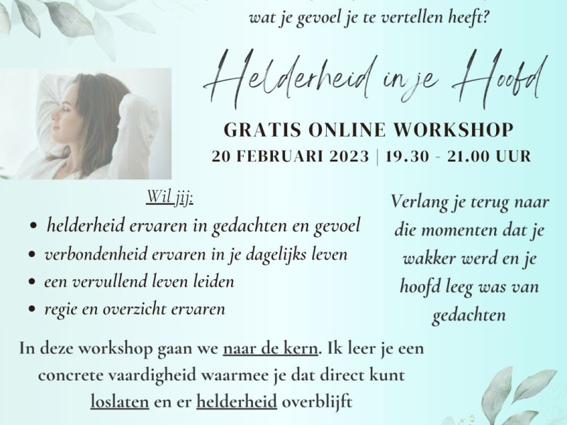 Workshop 'Helderheid in je hoofd' - Hipsy
